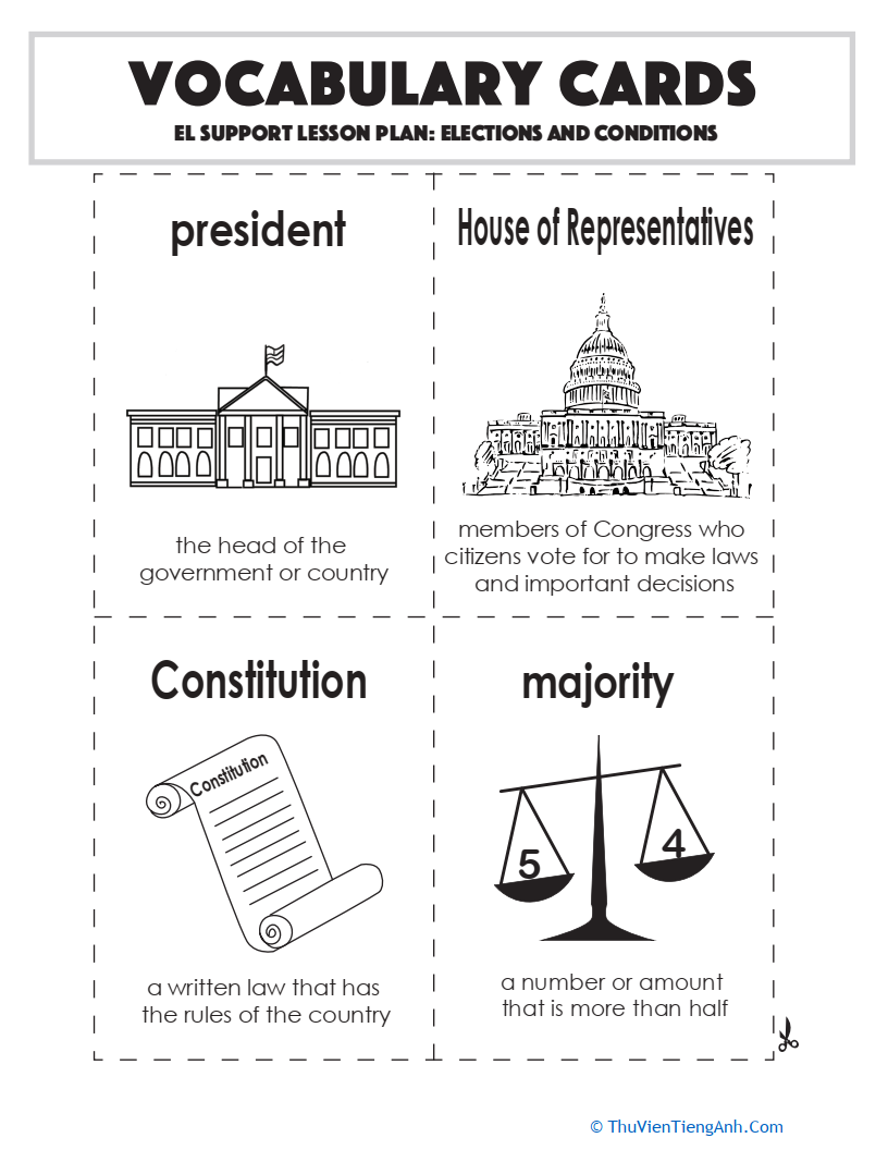 Vocabulary Cards Elections And Conditions Th Vi n Ti ng Anh